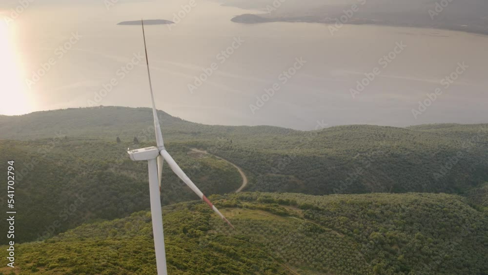 Wind turbines by the coast in north west region of Turkey. Stock Video ...