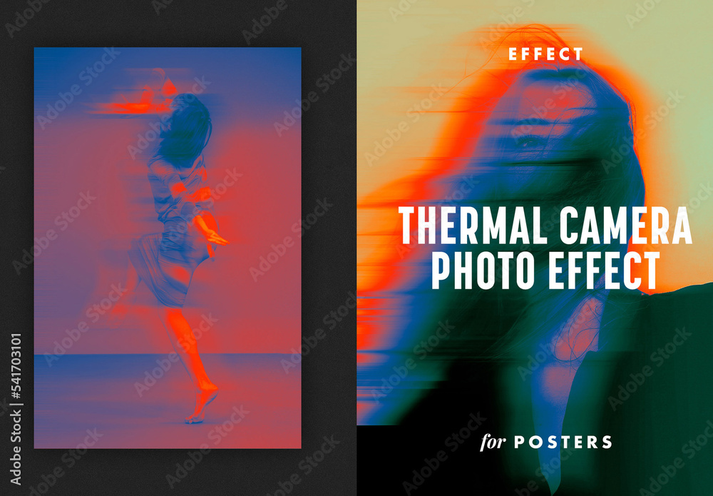 Thermal Camera Poster Photo Effect Mockup Stock Template | Adobe Stock