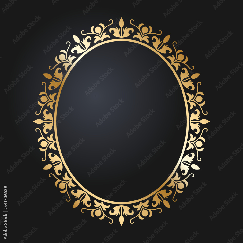 Oval Gold Frame Vector