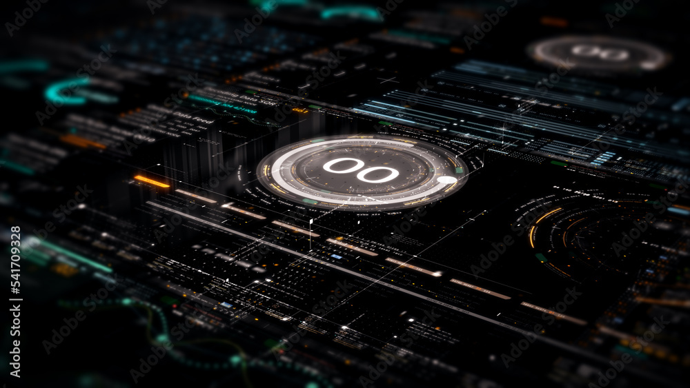 Futuristic abstract de-focus flowing data matrix, meta, metaverse ...