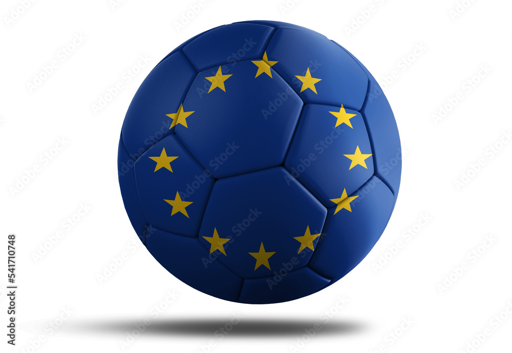 EU flag football ball for 2022 Soccer World Cup. European Union flag on ...