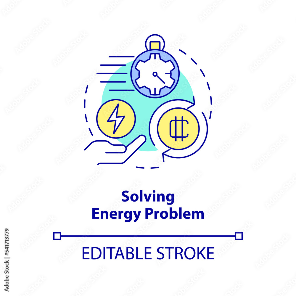 Solving energy problem concept icon. Reduce power consumption ...