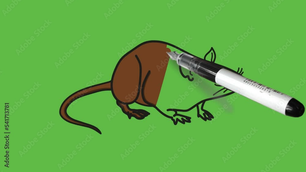 Vidéo Stock Draw mouse or rodent animal sitting in light and dark brown ...