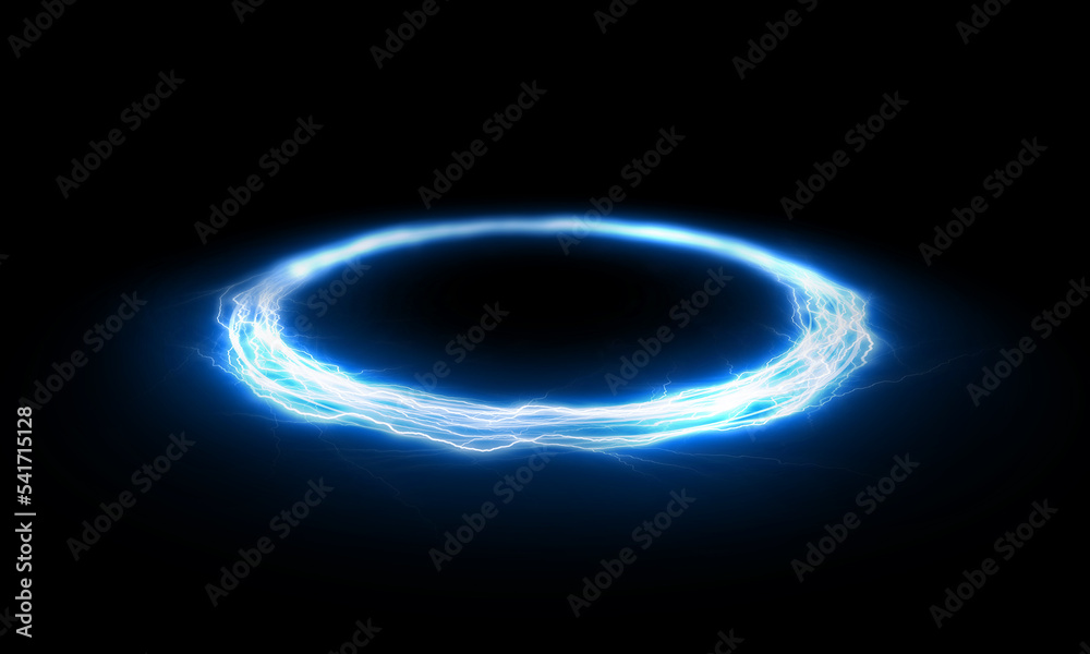 Lightning round frame. plasma magical portal. circle light effect ...
