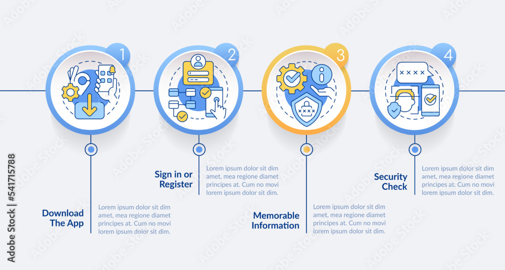 Setting up banking app guide circle infographic template. Web wallet ...