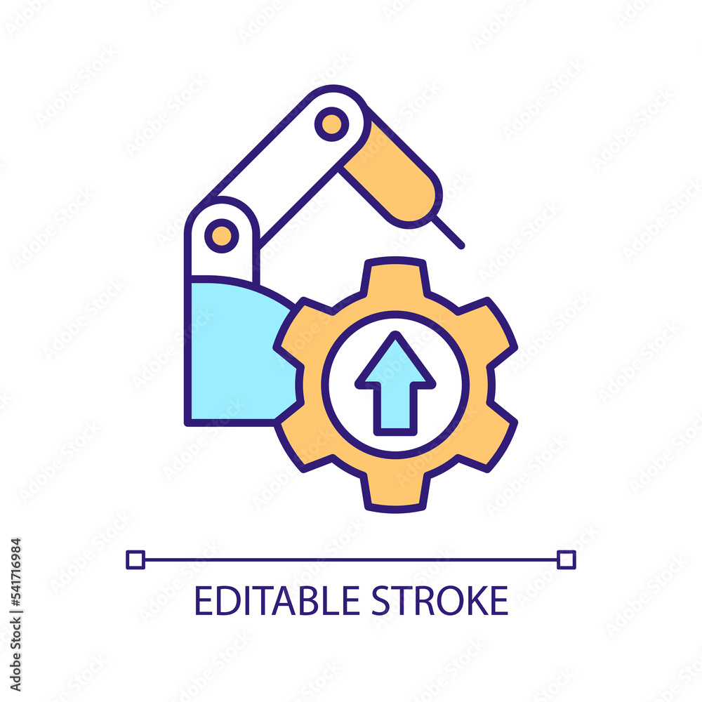 Improve manufacturing process RGB color icon. Provide technology ...