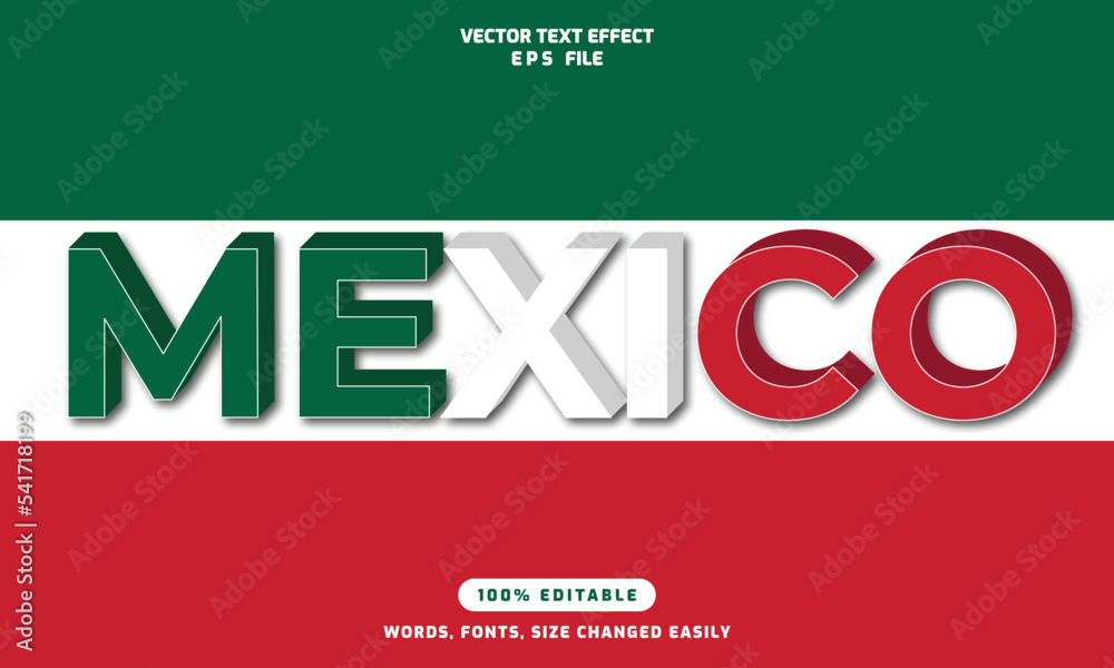 Mexico words editable 3d text effects template stylish font vector ...