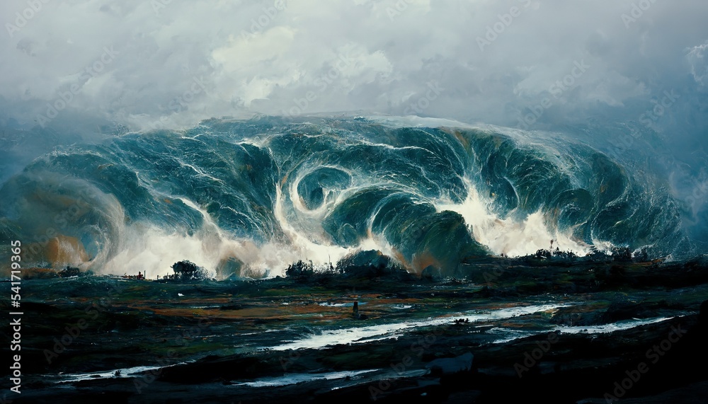 Spectacular scenery of gigantic tsunami-like wave at sea and ...