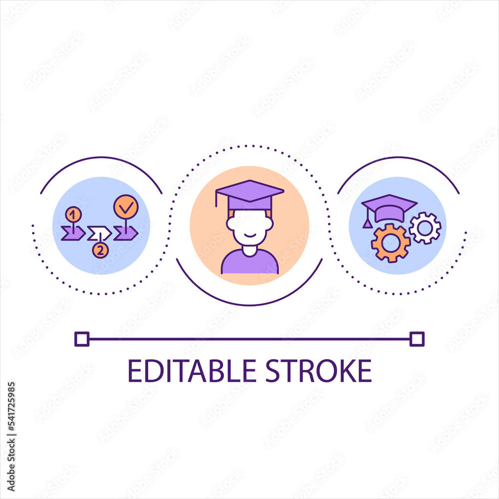 Educational process loop concept icon. Studying planning. Learning ...