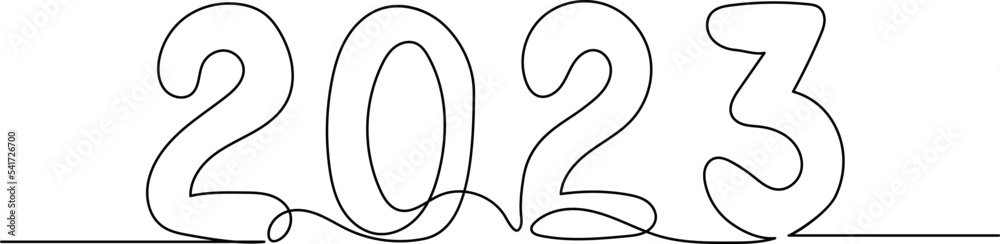 2023 one continuous line drawing, isolated, vector Stock 벡터 | Adobe Stock
