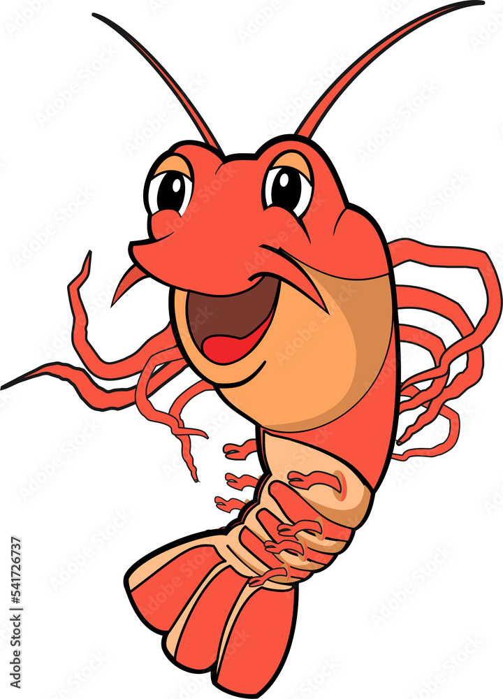 Cute cartoon shrimp PNG transparent background Stock Illustration ...