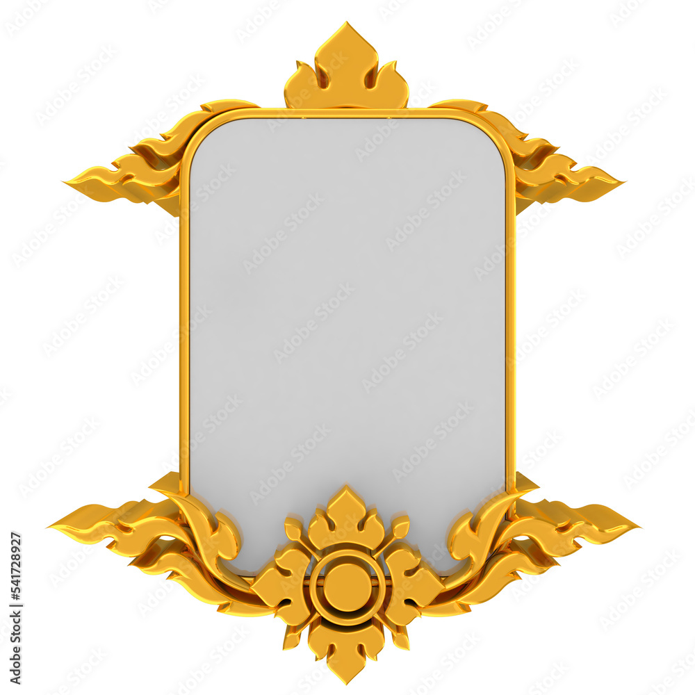kbach khmer frame 3d render gold Stock Illustration | Adobe Stock