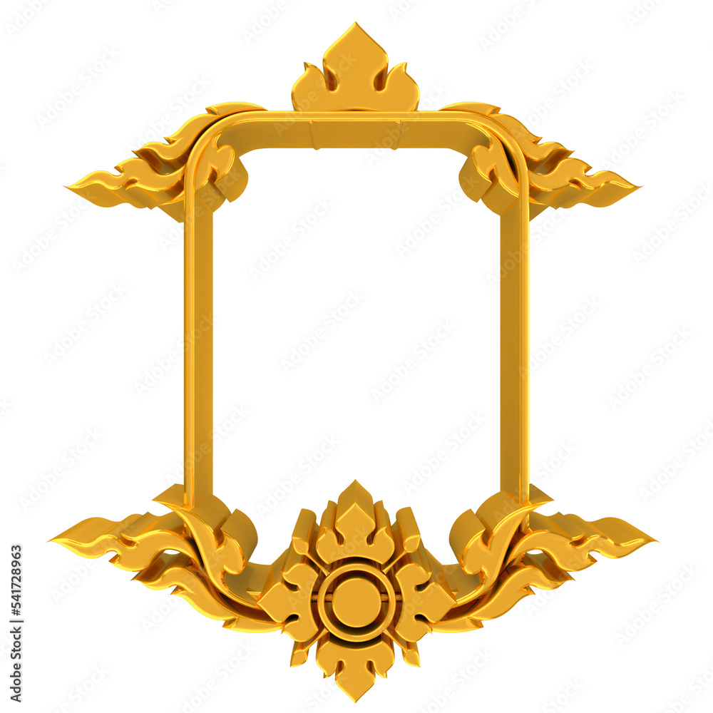 kbach khmer frame 3d render gold Stock Illustration | Adobe Stock