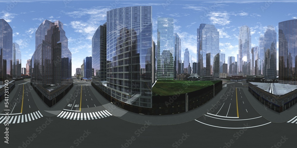 Panorama of the city. HDRI, environment map , Round panorama, spherical ...