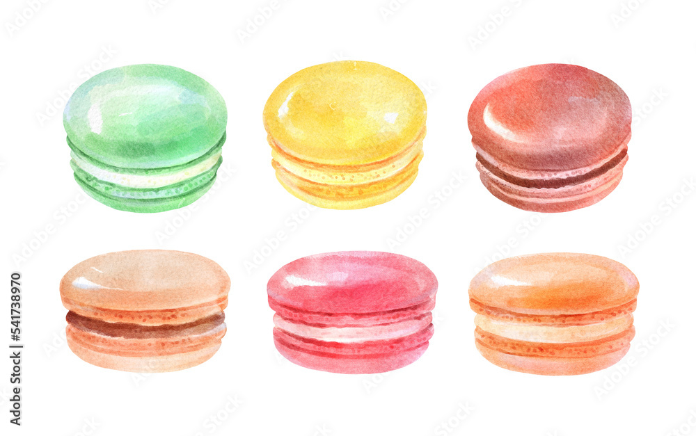 Hand painted watercolor illustrations of Macarons Stock Illustration ...