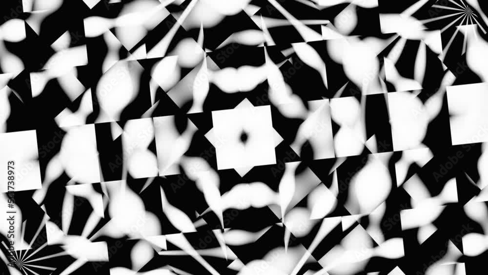 Pulsating black and white color pattern. Curved lines in motion. Looped ...