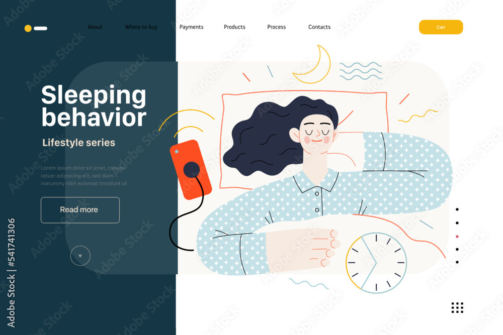 Lifestyle web template -Sleeping behaviour -modern flat vector ...