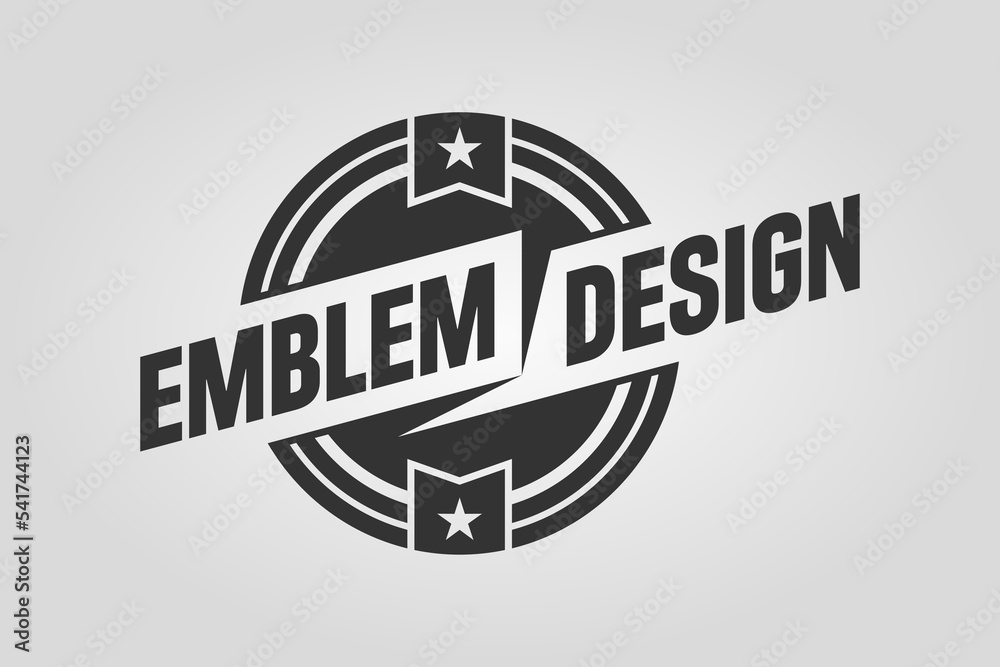 Classic round emblem design template with stars. Business simple logo ...