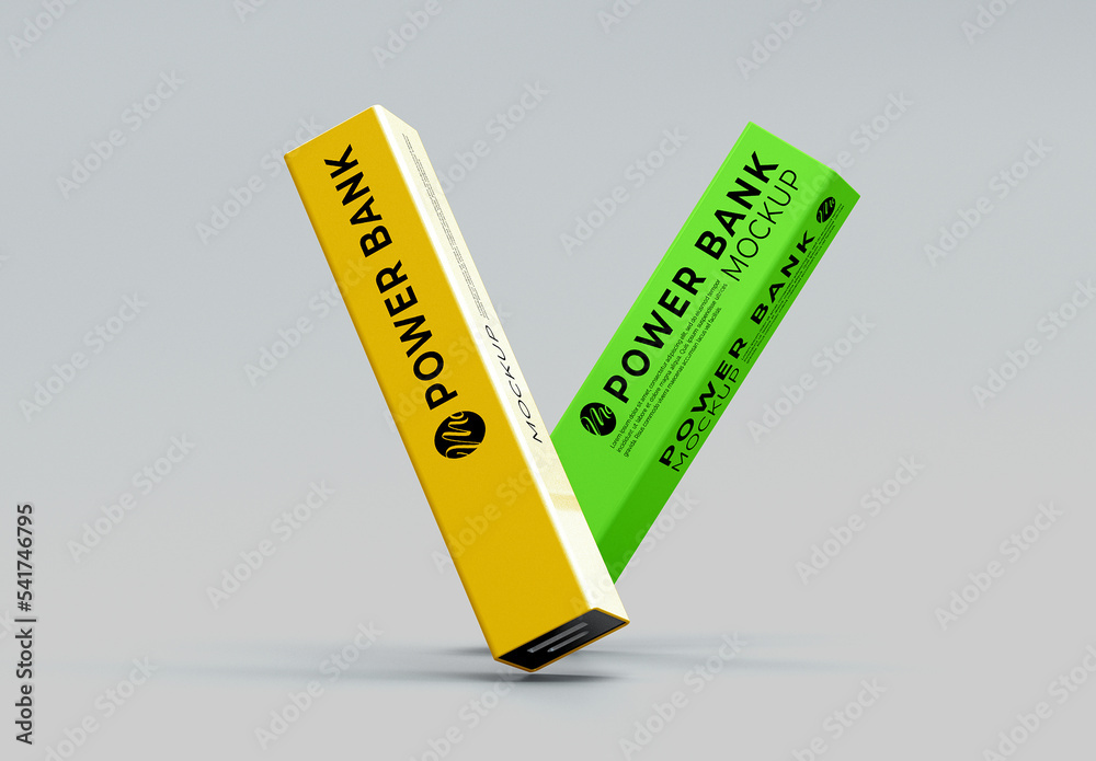Floating Sticker Power Bank Set Mockup Stock Template | Adobe Stock