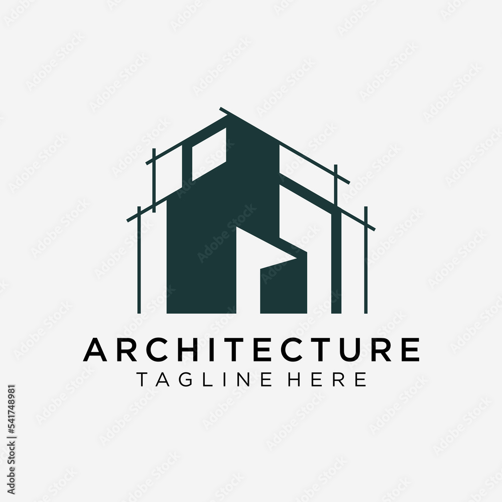 Construction logo in line art style, building, unique, Premium Vector ...
