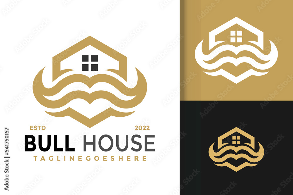 Bull House Logo Design, brand identity logos vector, modern logo, Logo ...