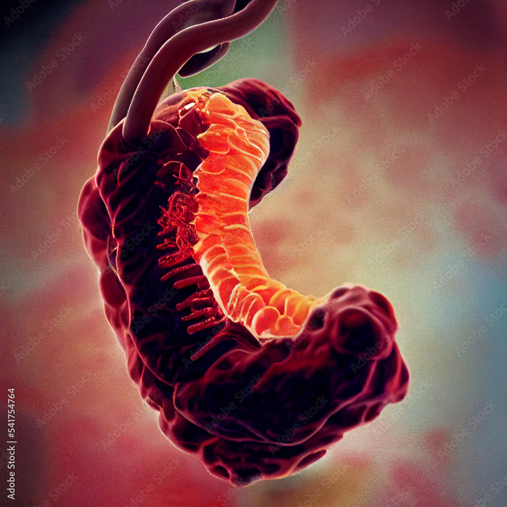 The anatomical structure of the human stomach. Internal organs of a ...