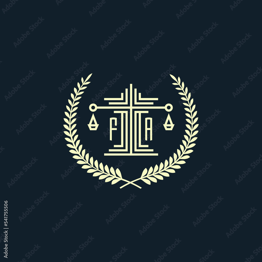 Vetor de Initial FA design for law, lawyer or law firm that can be used ...