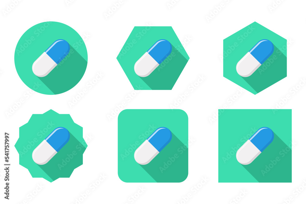Blue Pill Capsule, Medicine, vector mark symbols green style. Pill ...