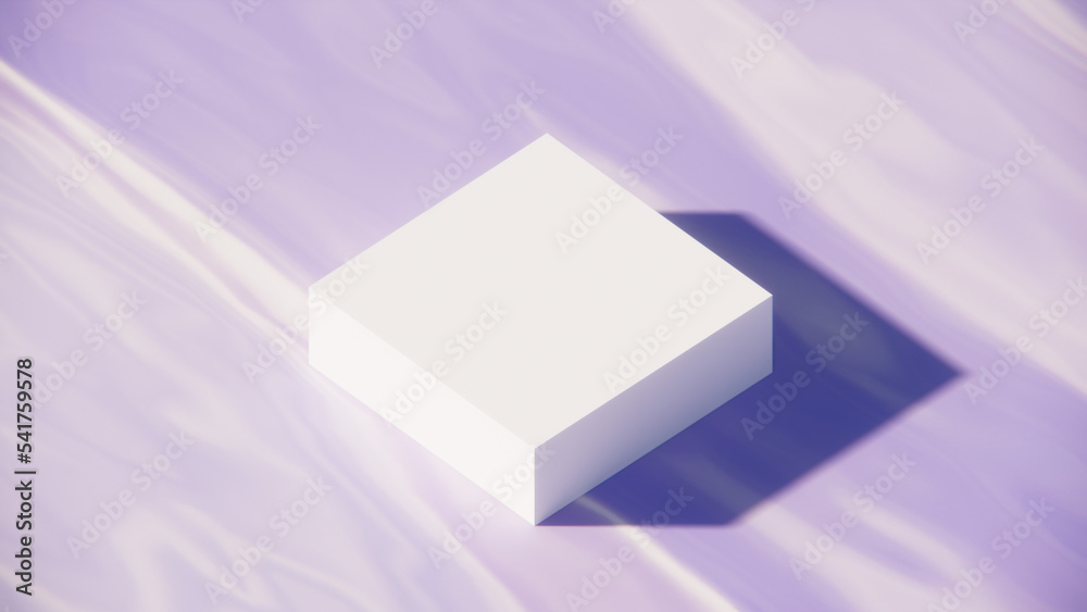 Abstract wave background with 3D white box (square) display stands ...