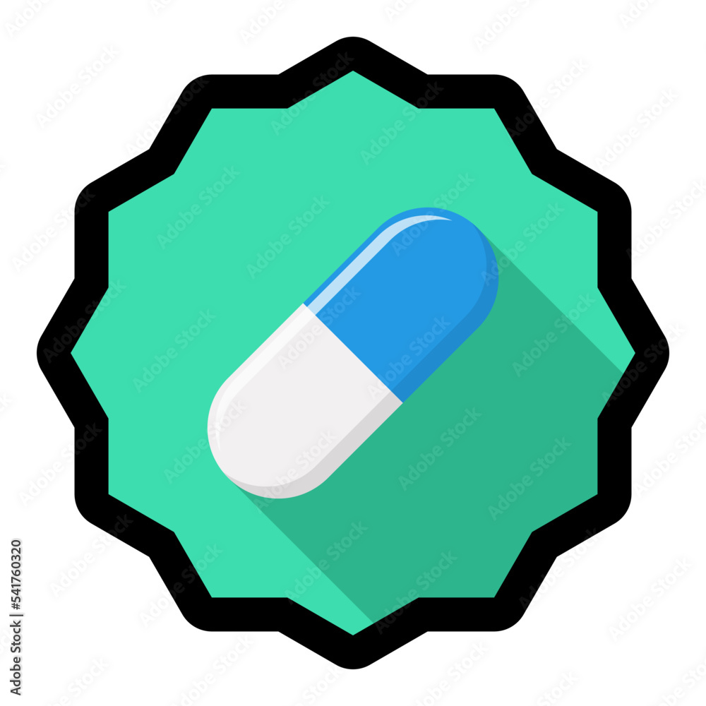 Blue Pill Capsule, Medicine, vector mark symbols green style. Black ...