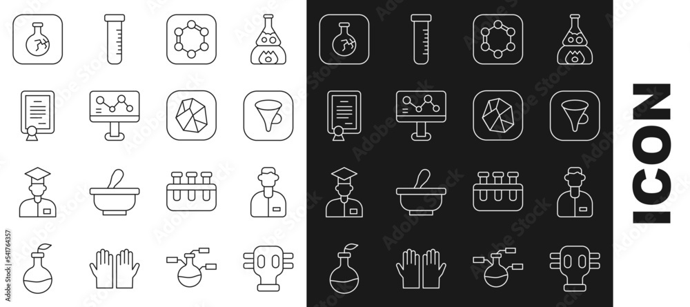 Set line Gas mask, Laboratory assistant, Funnel filter, Formula of ...