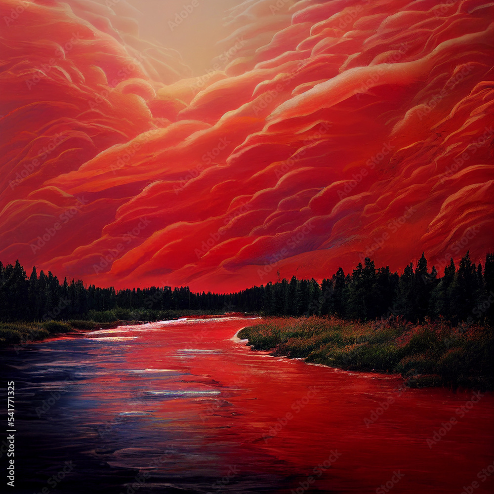 Rivers of blood. A concept on the theme of bloodshed and murder. Stock ...