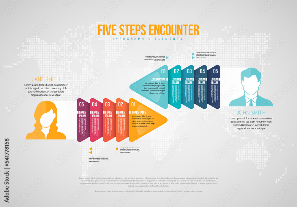 Five Steps Encounter Infographic Stock Template | Adobe Stock