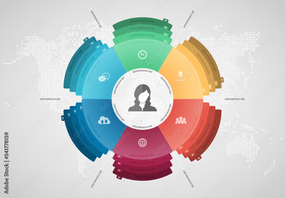 Six Stack Circle Infographic Stock Template | Adobe Stock