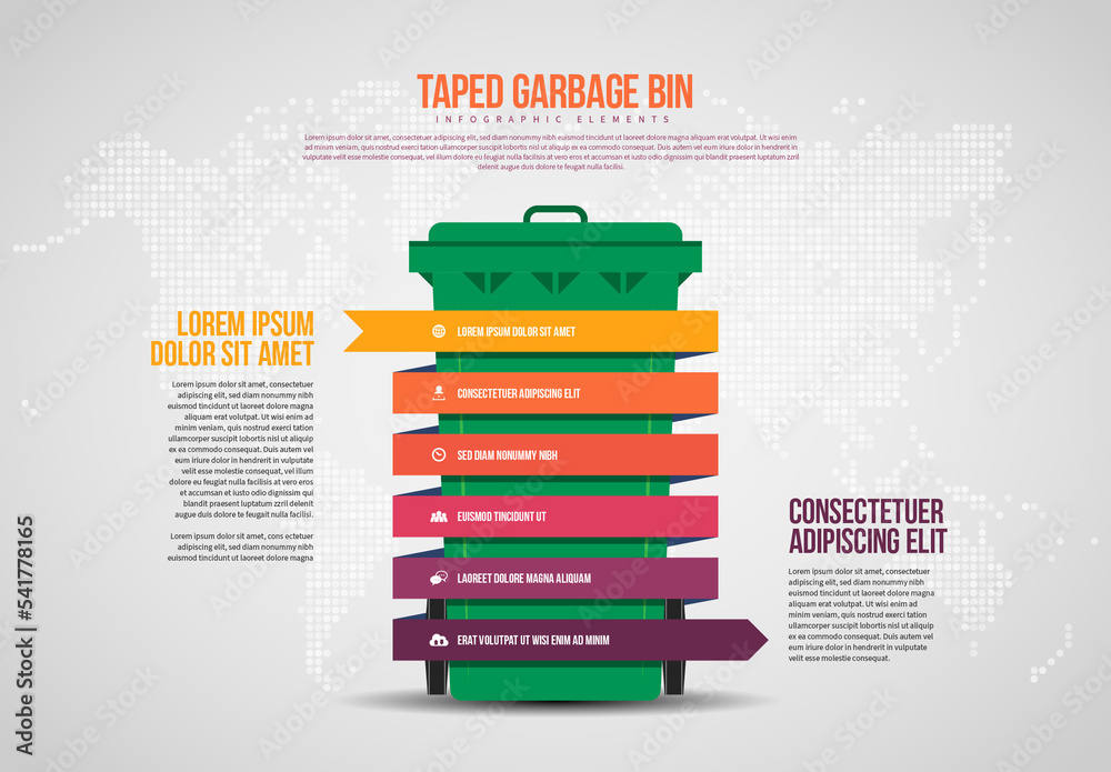 Taped Garbage Bin Infographic Stock Template | Adobe Stock