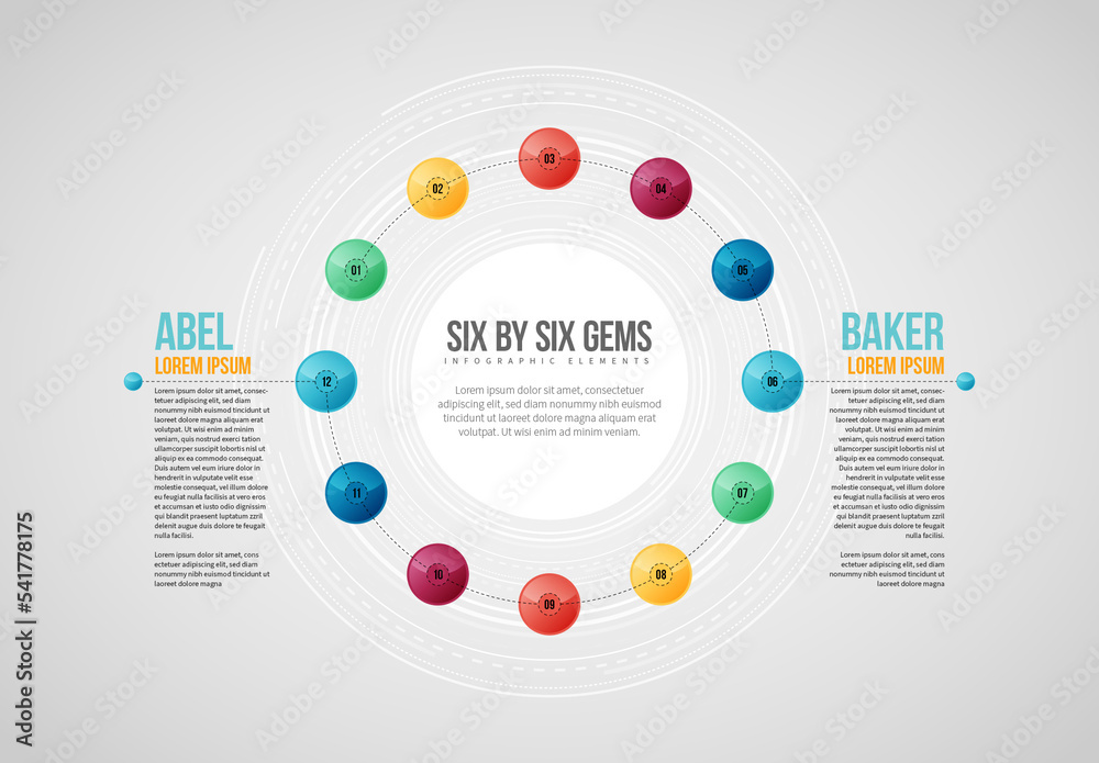 Six by Six Gems Infographic Stock Template | Adobe Stock