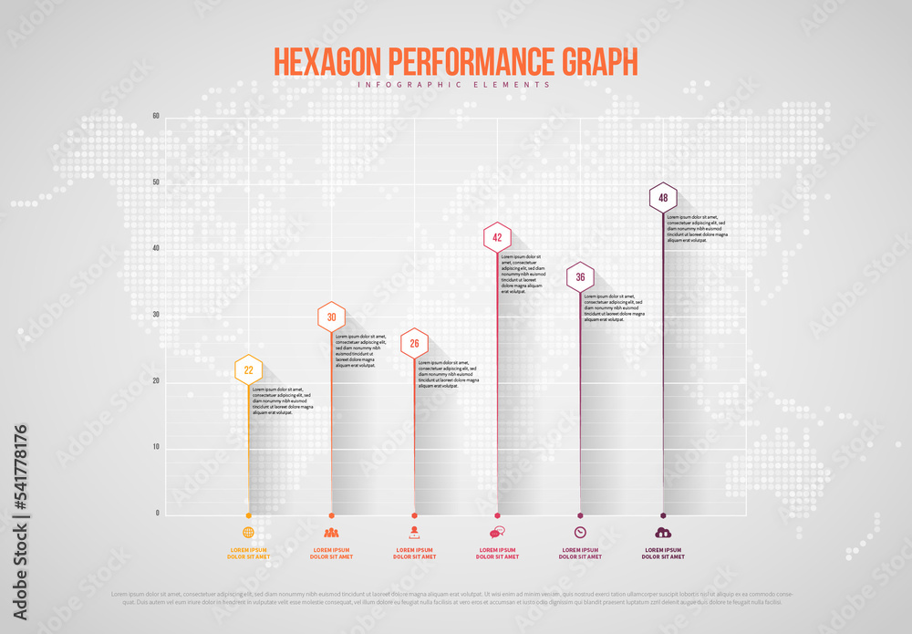 Hexagon Performance Graph Infographic Stock Template | Adobe Stock