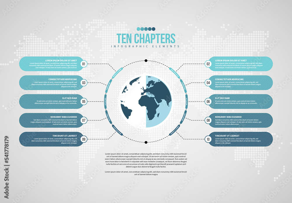 Ten Chapter Infographic Stock Template | Adobe Stock