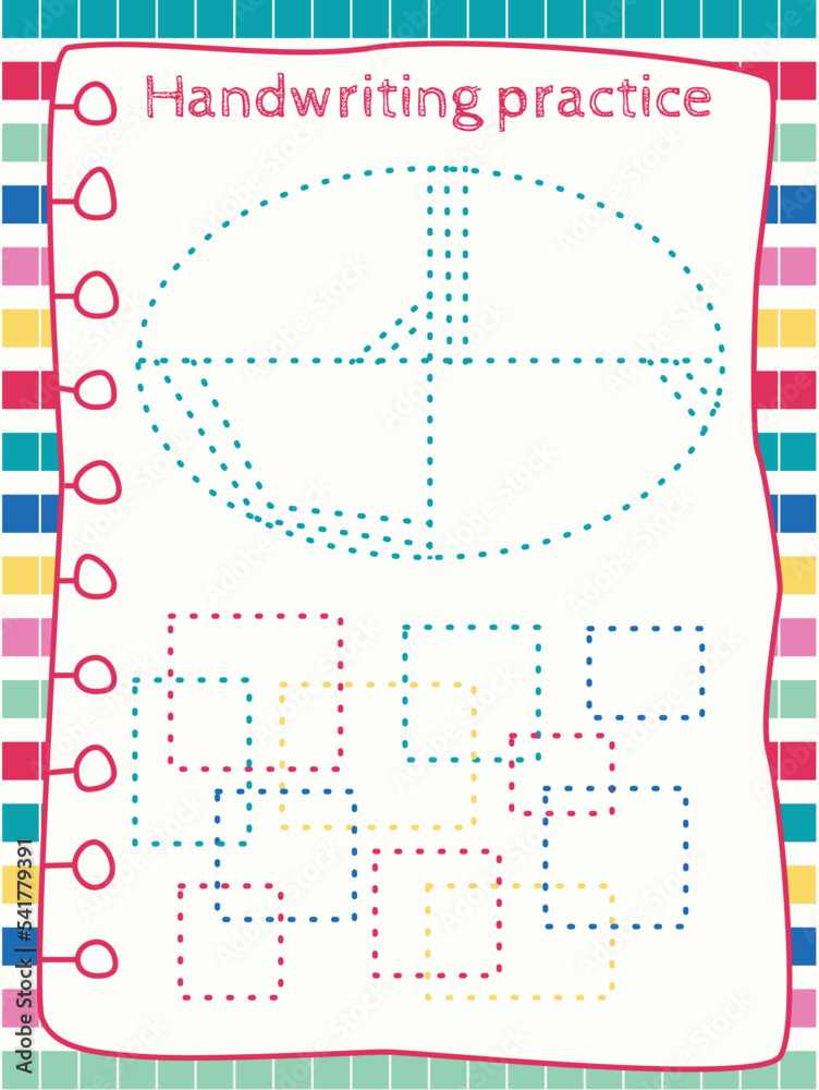 Handwriting practice sheet. Tracing game for writing skills. Tracing ...