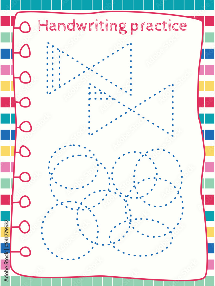 Handwriting practice sheet. Tracing game for writing skills. Tracing ...