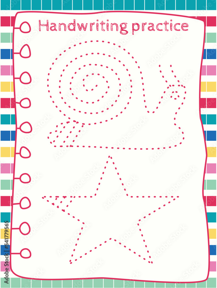 Handwriting practice sheet. Tracing game for writing skills. Tracing ...
