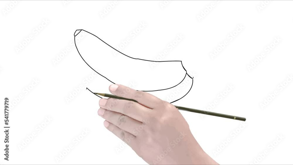 Draw Banana and fill color in sketch animation 4K. kid learning project ...