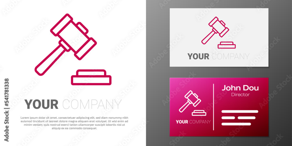 Logotype line Judge gavel icon isolated on white background. Gavel for ...