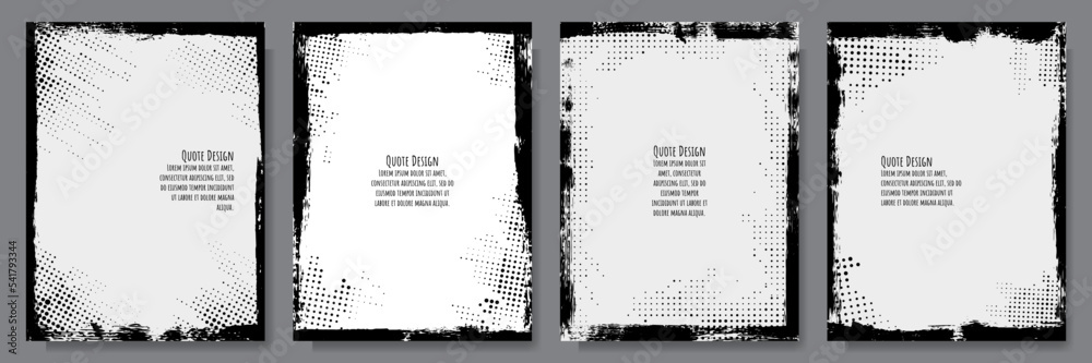 Vector grunge overlay. Hand drawn abstract frame set. Ink brush strokes ...