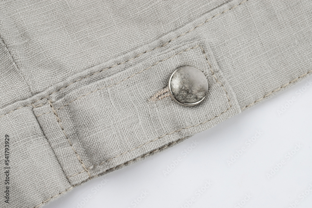 finishing stitch, double seam, made with beige threads in a product ...