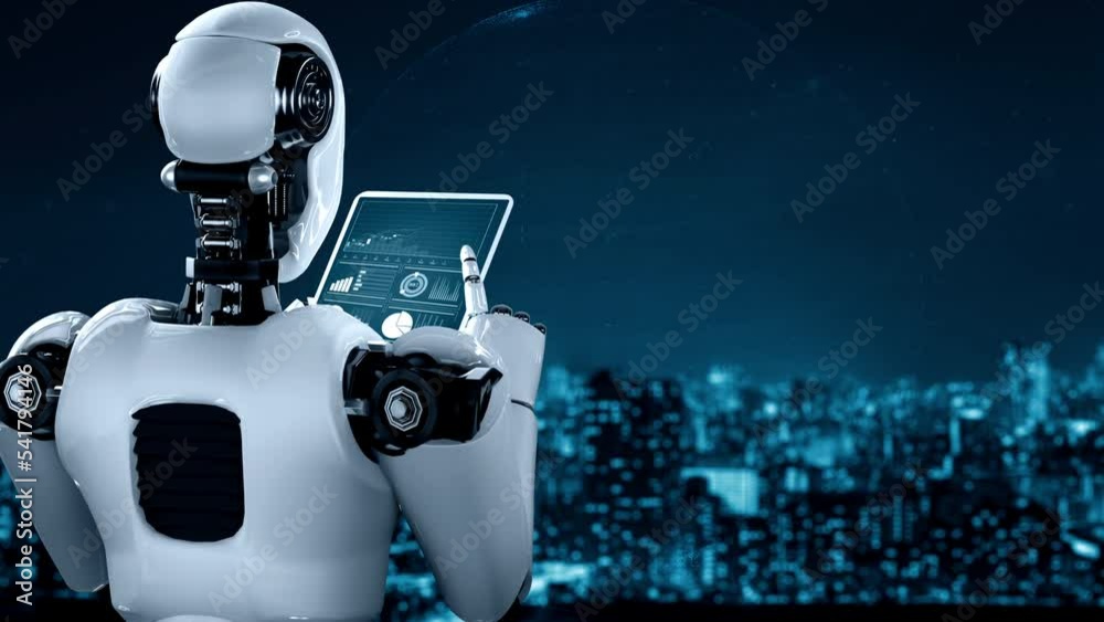 Internet connection controlled by AI robot huminoid and machine ...