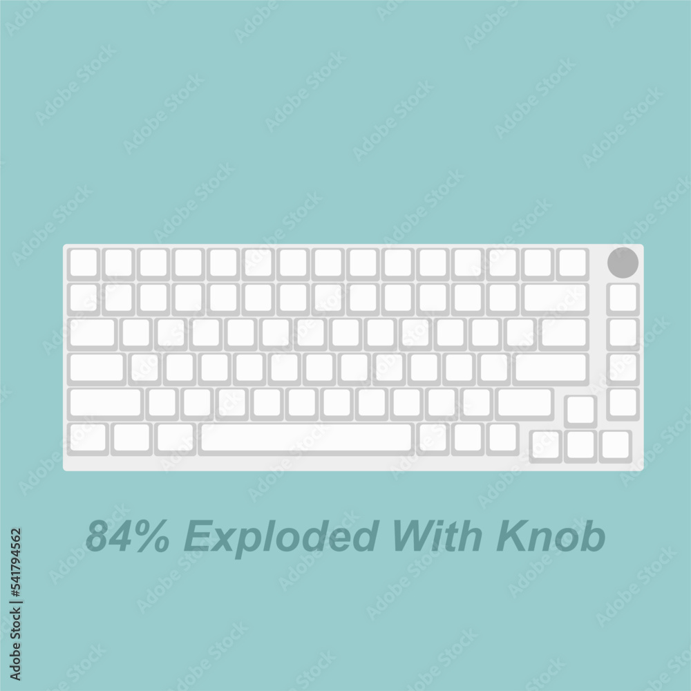 Mechanical Keyboard 84% layout Exploded with Knob vectors, Computer ...
