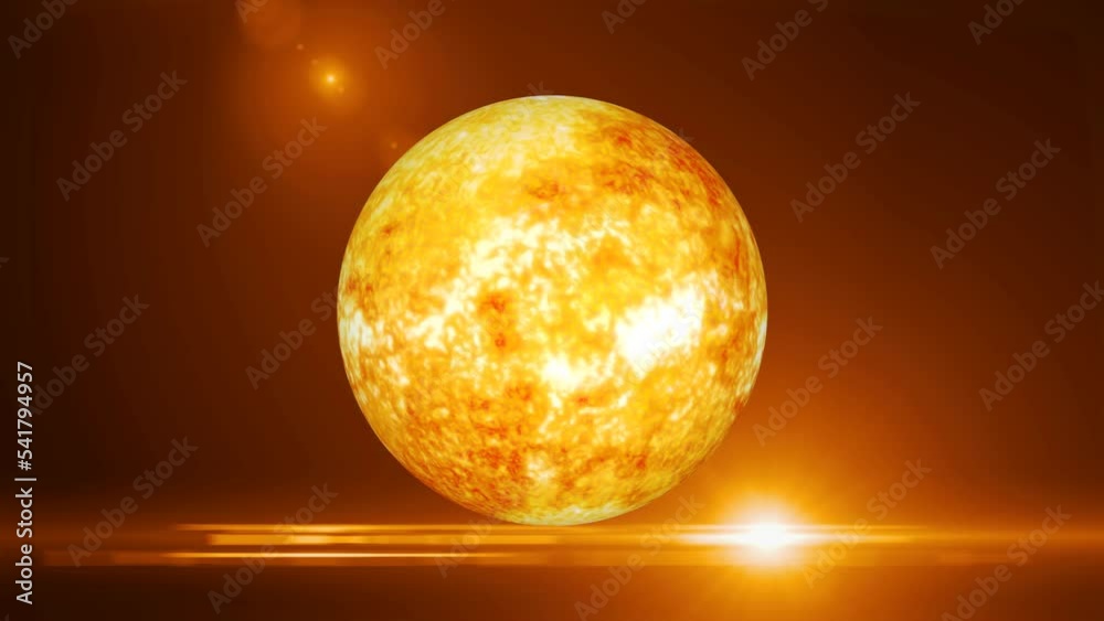 Volcanoes of the sun surface, Sun spinning his own axis, Front view of ...