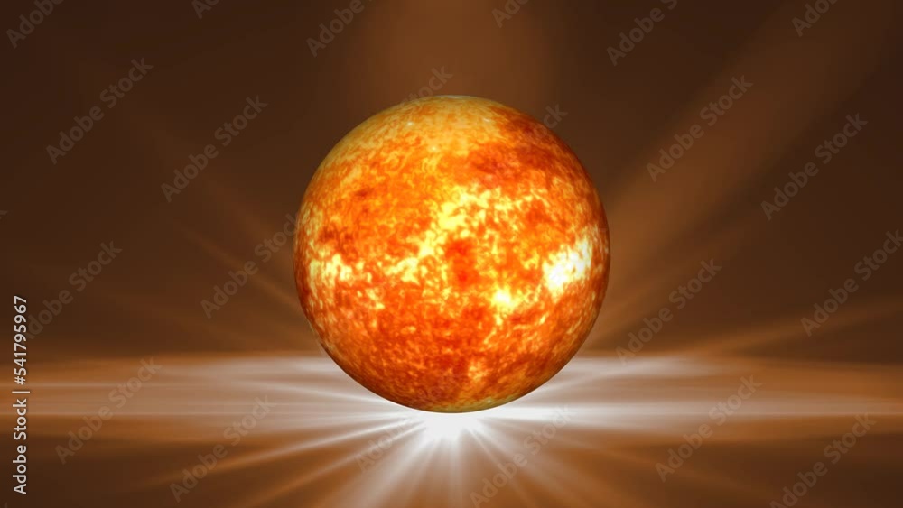 Volcanoes of the sun surface, Sun spinning his own axis, Front view of ...