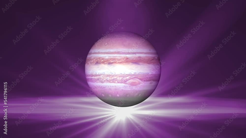 Vidéo Stock 3d zooming Jupiter planet rotating 360 degree with soft 3d lighting background ...